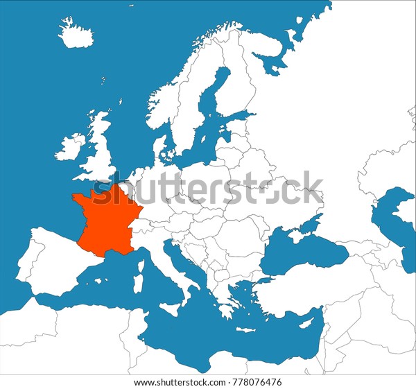 Vektor Stok France On Europe Map Vector Illustration (Tanpa Royalti ...