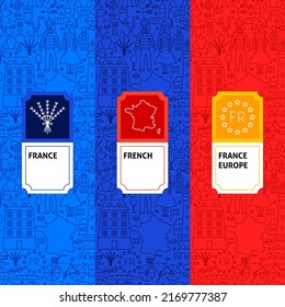 France Package Labels Vector Illustration Outline Stock Vector (Royalty ...
