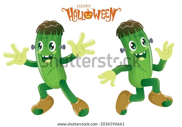 Frankenstein Character Design Cucumber Shape Isolated Stock Vector ...