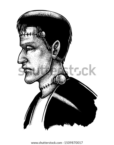 Frankenstein Halloween Theme Sketch Hand Drawn Stock Vector (Royalty ...
