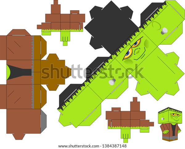 Frankenstein Paper Toy Cut Glue Stock Vector (Royalty Free) 1384387148 ...
