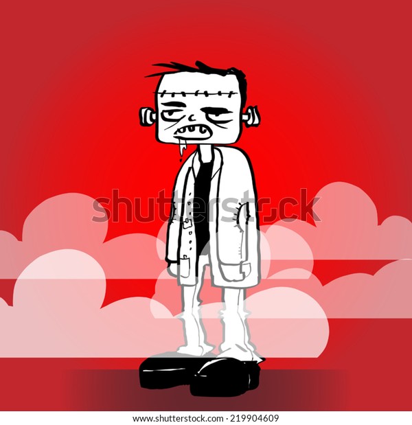 Frankenstein Standing Front Red Background Stock Vector (Royalty Free ...