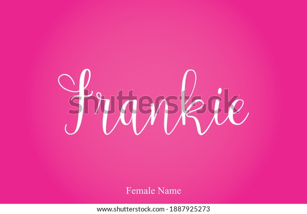 Vektor Stok Frankie Female Name Cursive Calligraphy Text (Tanpa Royalti ...