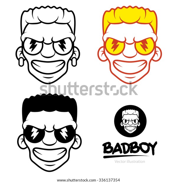 Freaky Bad Mad Boy Face Vector Icon Symbol Minimal Clip Art Illustration
