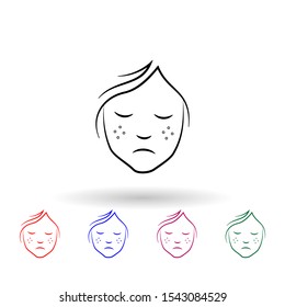 Freckles On Face Multi Color Icon Stock Vector (Royalty Free ...