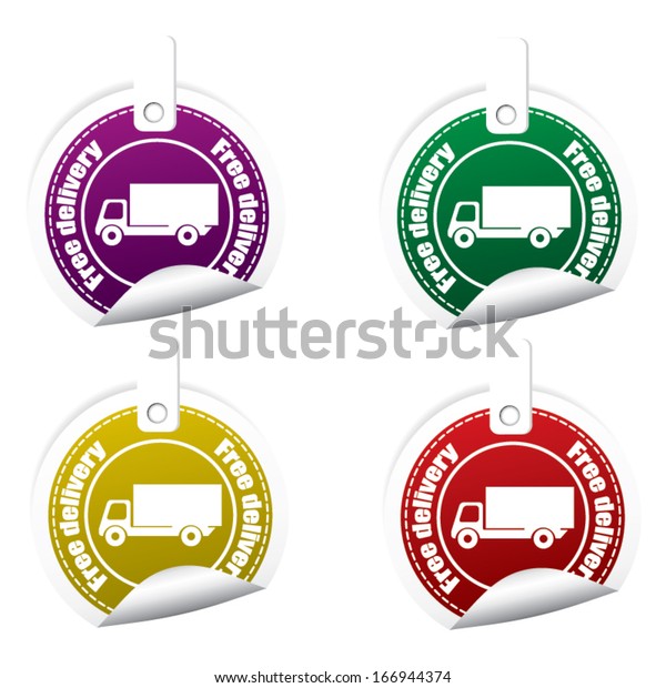 Free Delivery Stickers Labels Set Vector Stock Vector (Royalty Free ...