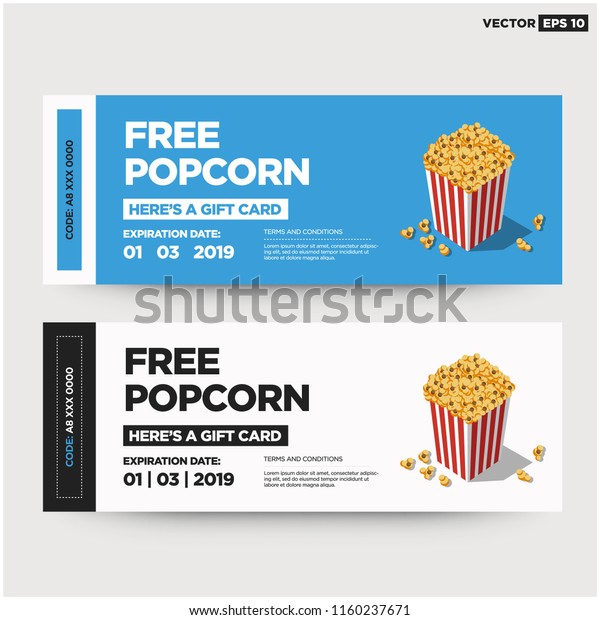 Free Gift Voucher Refreshment Popcorn Box Stock Vector (Royalty Free ...