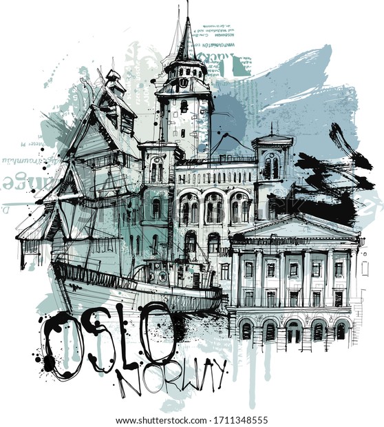 Free Hand Drawn Sketch Oslo Sights Stock Vector (Royalty Free ...