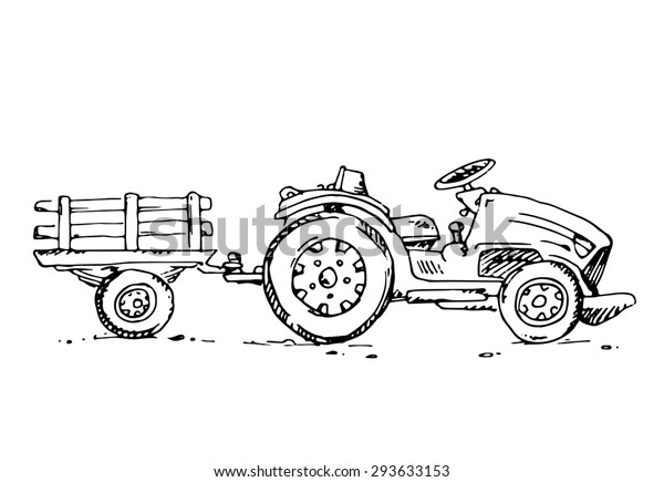 Free Hand Drawn Sketch Tractor Trailer Stock Vector (Royalty Free ...