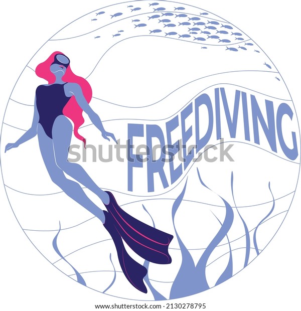 Vektor Stok Freediver Girl Logo Vector Style (Tanpa Royalti) 2130278795 ...