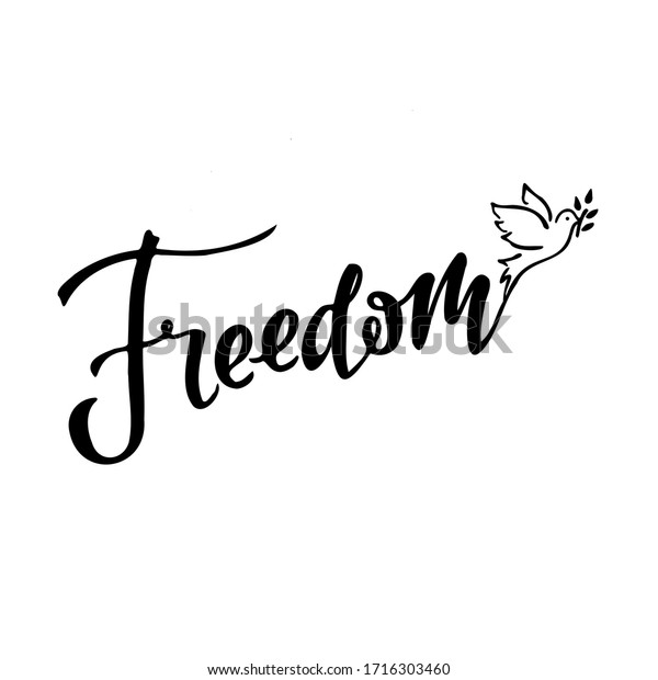 Freedom Black On White Hand Lettering Stock Vector (Royalty Free ...