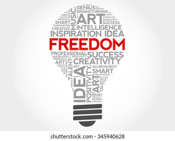 Freedom Bulb Word Cloud Collage Concept: ilustración de stock ...