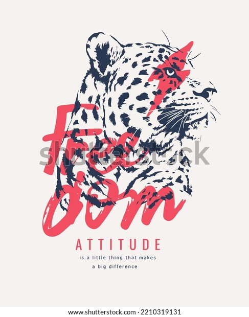 Freedom Calligraphy Slogan Leopard Graphic Vector Stock Vector (Royalty ...