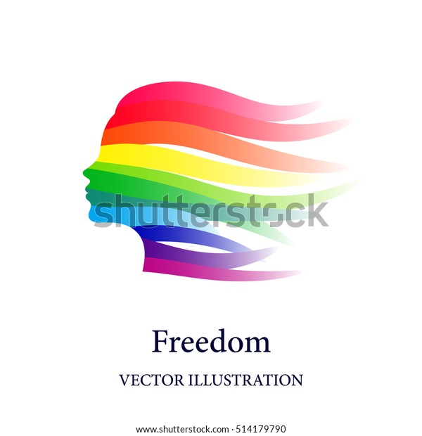 Freedom Concept Female Face Consisted Rainbow Stock Vector (Royalty ...