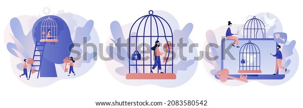 Freedom Concept Mind Prison Psychological Inner Stock Vector (Royalty ...