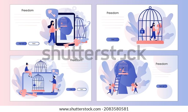 Freedom Concept Mind Prison Psychological Inner Stock Vector (Royalty ...