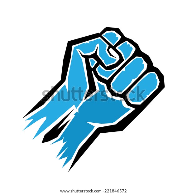 Freedom Concept Vector Blue Fist Icon Stock Vector (Royalty Free ...