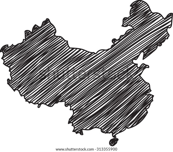 Freehand China Map Sketch On White: เวกเตอร์สต็อก (ปลอดค่าลิขสิทธิ์ ...