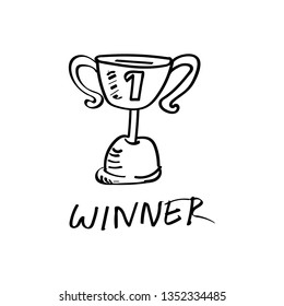 Freehand Drawing Winner Trophy Stock Vector (Royalty Free) 1352334485