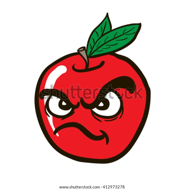 Freehand Drawn Angry Apple Cartoon Illustration Stock Vector (Royalty ...