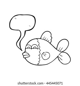 Freehand Drawn Speech Bubble Cartoon Fish Stock Illustration 450436639