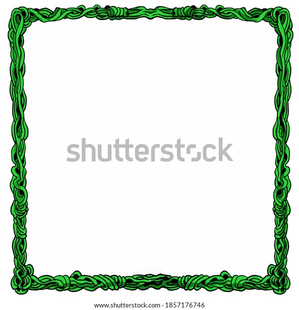 Freehand Green Drawing Border Frame Design: เวกเตอร์สต็อก (ปลอดค่า ...