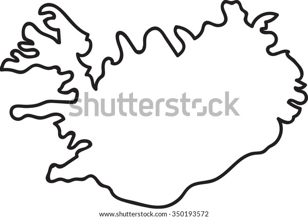 Freehand Iceland map sketch on white background