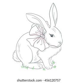 Freehand Illustration Rabbit Bow Stock Vector (Royalty Free) 456120757 ...