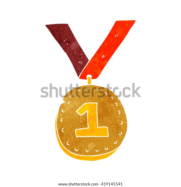 Freehand Retro Cartoon First Place Medal Stock Vector (Royalty Free ...