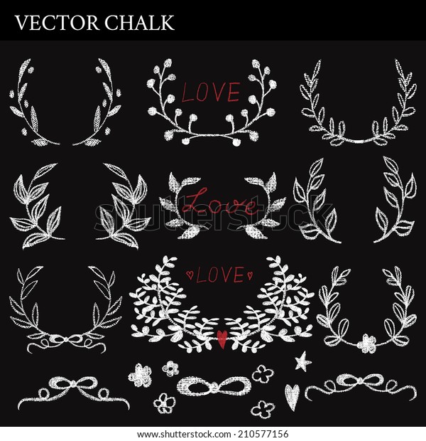 Freehand Rough Hand Drawn Chalk Leaves: vector de stock (libre de ...