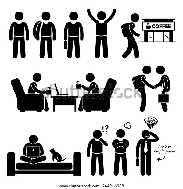 Freelancer Selfemployed Independent Worker Stick Figure Stock Vector ...