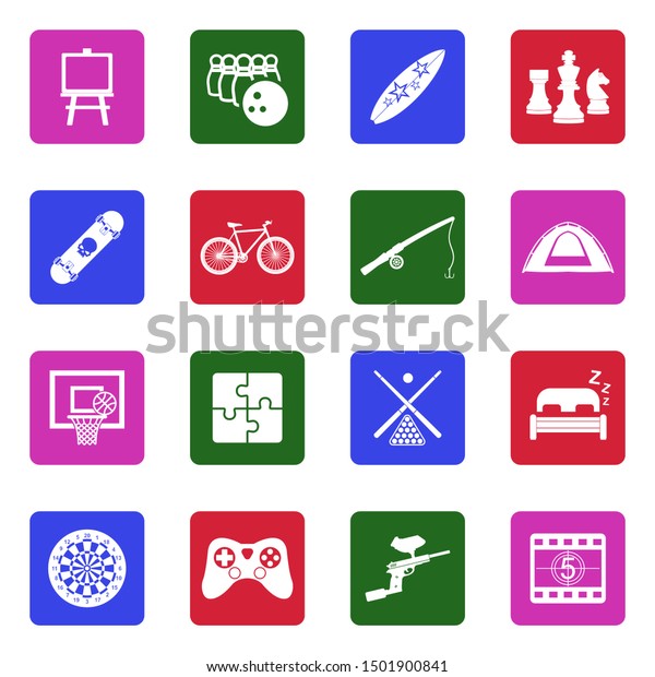 Freetime Icons White Flat Design Square Stock Vector (Royalty Free ...