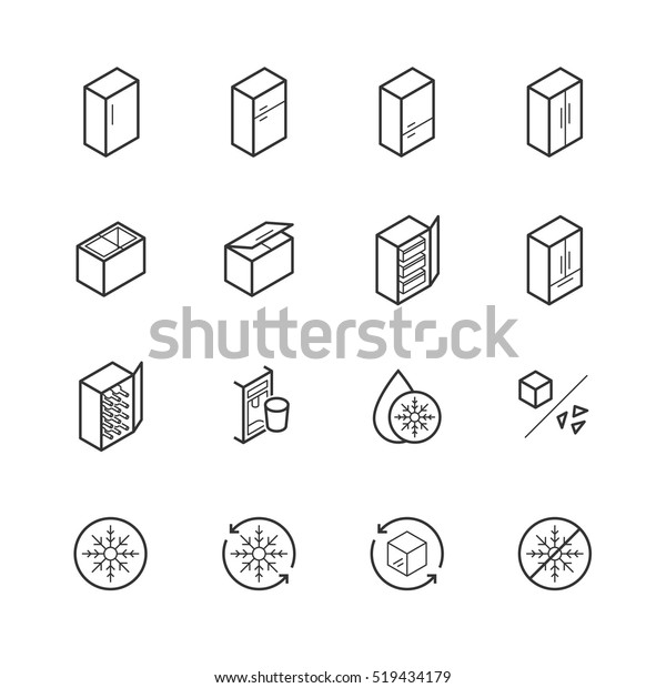 Freezer Refrigerator Icon Set Thin Line Stock Vector (Royalty Free ...