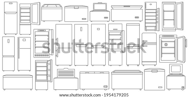 Freezer Vector Outline Set Icon Vector Stock Vector (Royalty Free ...