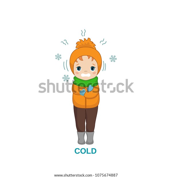 Freezing Shivering Young Boy On Winter Stock Vector (Royalty Free ...