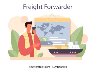 Freight Forwarder Concept Loader Uniform Delivering Stock Vector ...