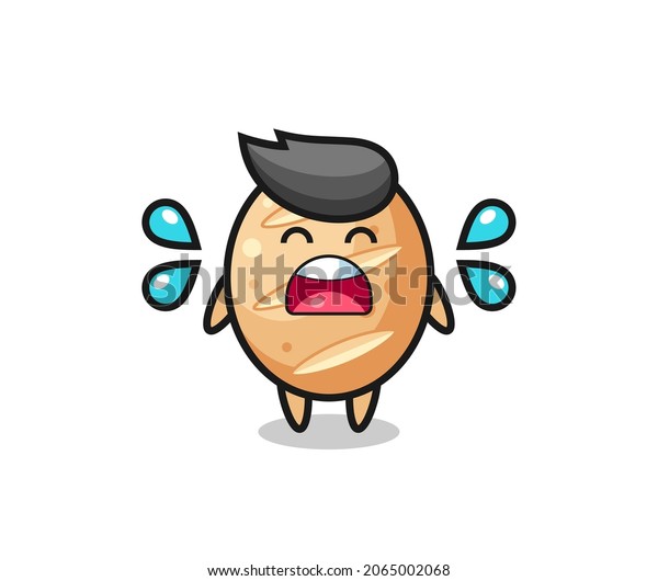 French Bread Cartoon Illustration Crying Gesture Stock Vector (Royalty ...