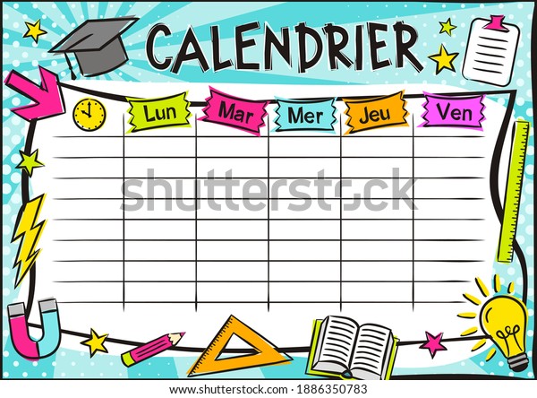 French Bright Template School Schedule 5 Stock Vector (Royalty Free ...