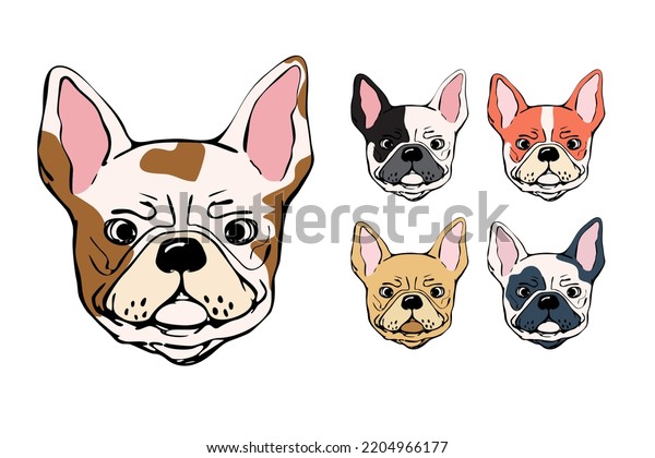 French Bulldog Face Isolated Vector Illustration Stock Vector (Royalty ...