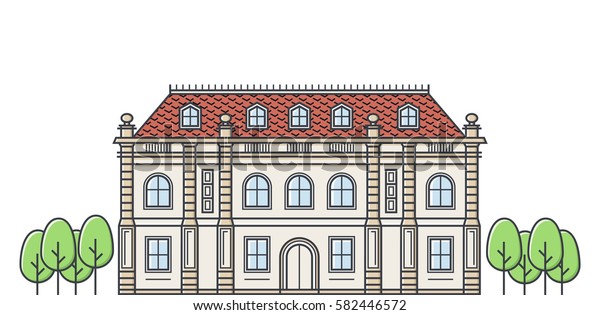 French Chateau Vector Illustration Architecture Medieval Stock Vector ...