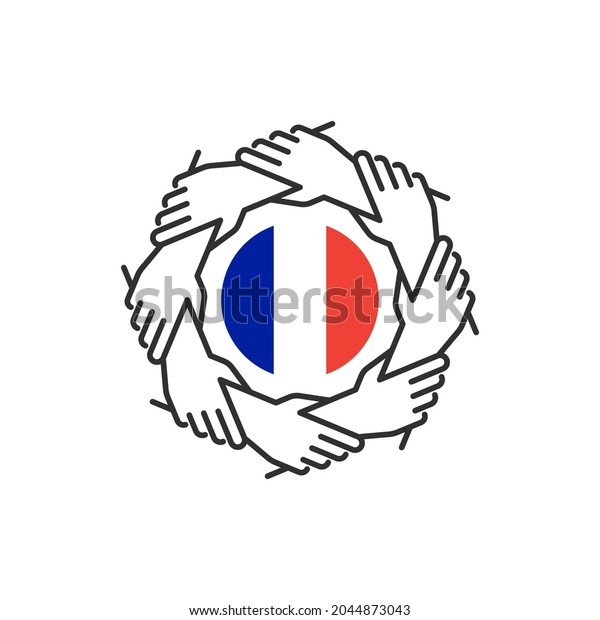 French Community Teamwork Icon Unity Cooperation Stock Vector (Royalty ...