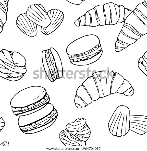 French Cuisine Transparent Seamless Pattern Design Stock Vector ...
