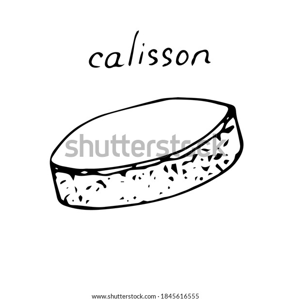 French Dessert Calisson Hand Drawing Stock Vector (Royalty Free ...