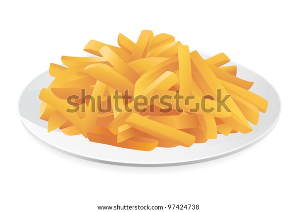 French Fries On Plate Vector Illustration Stock Vector (Royalty Free ...