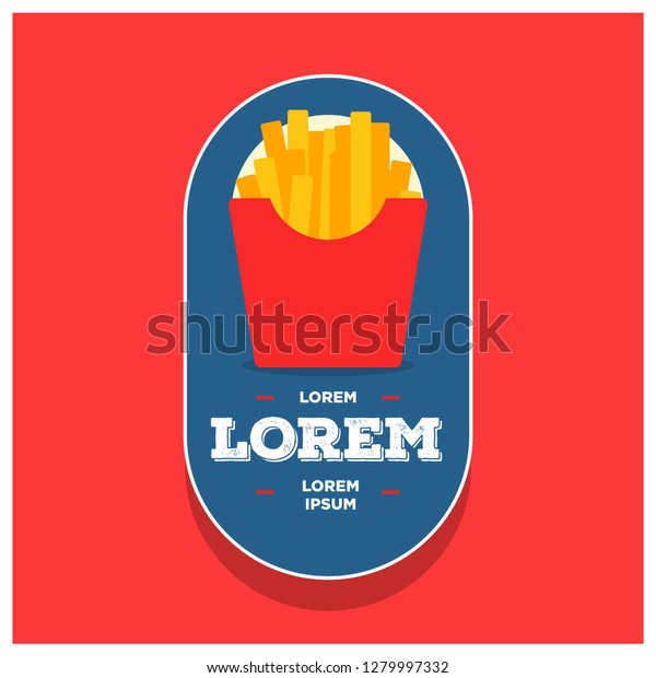 French Fries Packet Smiley Face Badge Stock Vector (Royalty Free ...