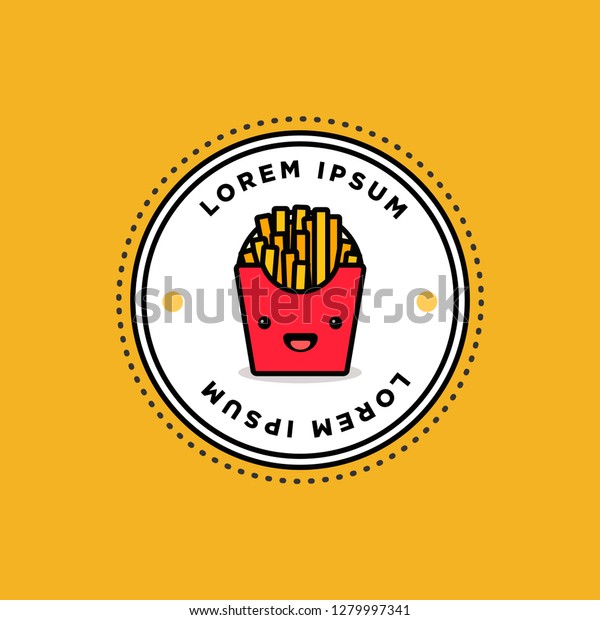 French Fries Packet Smiley Face Badge Stock Vector (Royalty Free ...