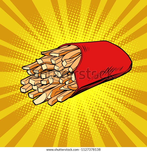 French Fries Serving Comic Cartoon Pop Stock Vector (Royalty Free ...
