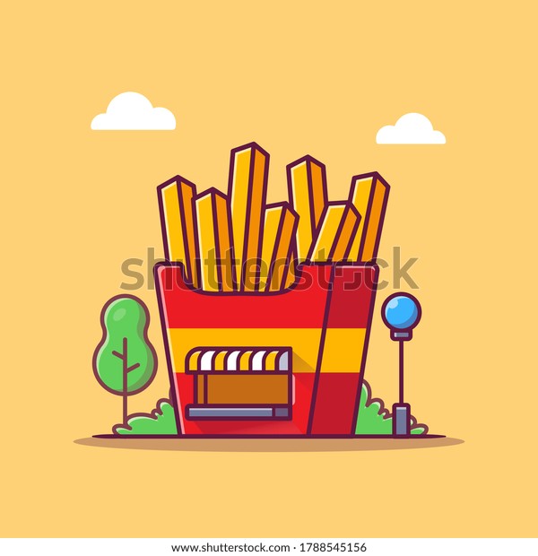 French Fries Shop Cartoon Vector Icon Stock Vector (Royalty Free ...