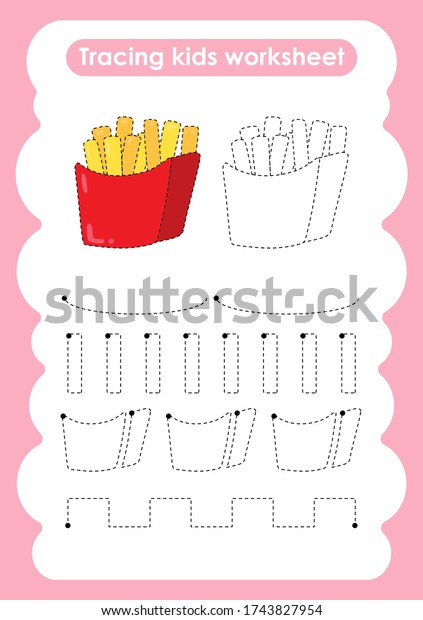 French Fries Trace Lines Writting Drawing Stock Vector (Royalty Free ...