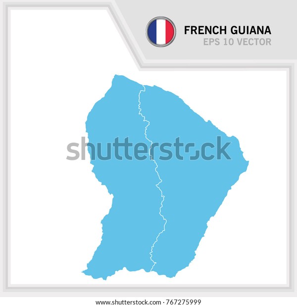 French Guiana Map Flag White Background Stock Vector (Royalty Free ...